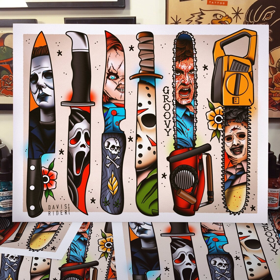 Slasher Weapons Tattoo Flash Art Print – DavisRiderPrints
