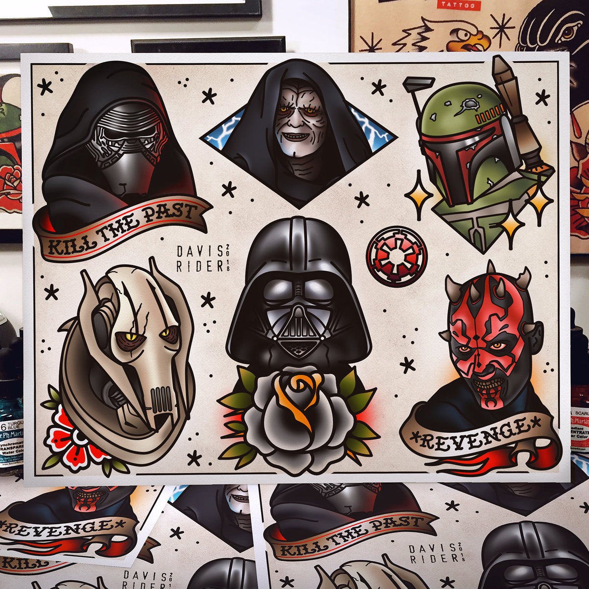 Dark Side Tattoo Flash Art Print – DavisRiderPrints