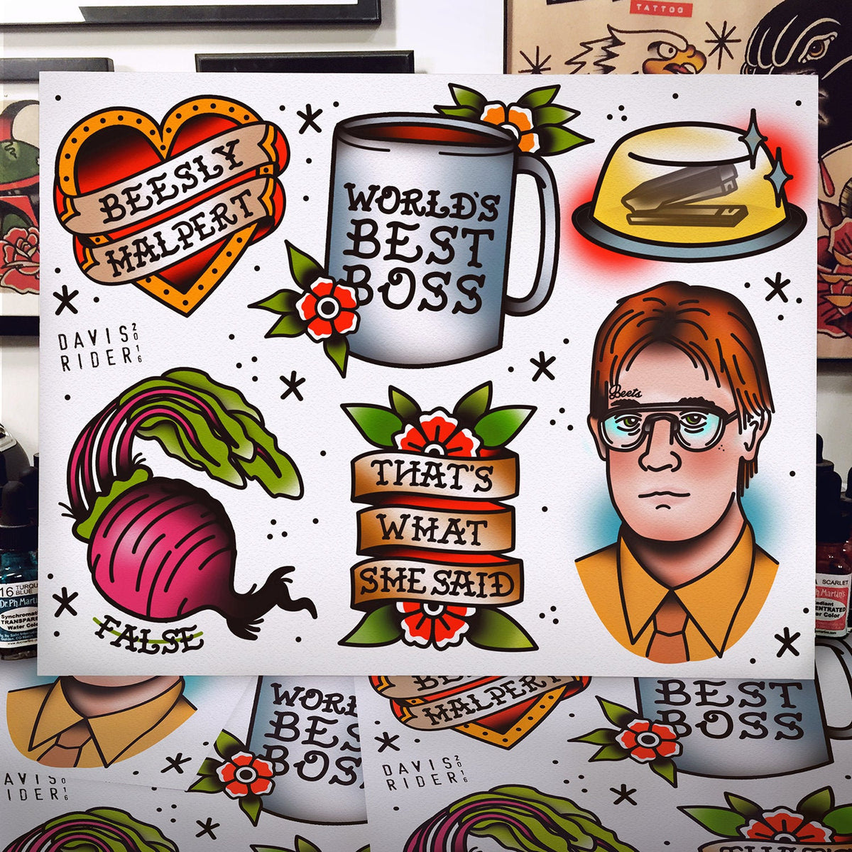 The Office Tattoo Flash Art Print – DavisRiderPrints