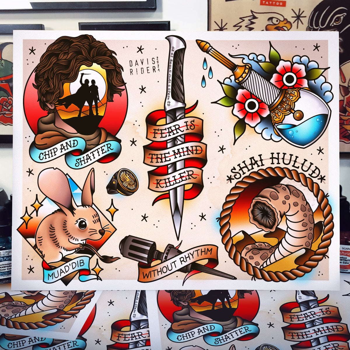 DUNE Inspired Tattoo Flash Sheet – DavisRiderPrints
